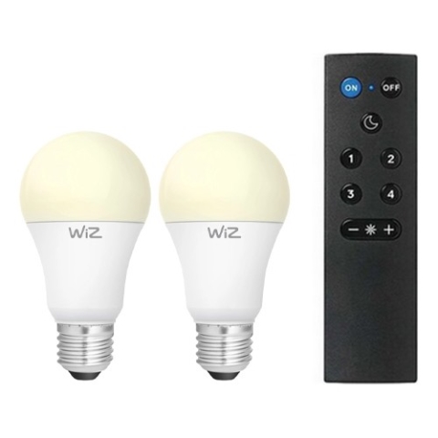 Komplektas 2x dimeriuojamos LED lemputės A60 E27/9W/230V 2700K Wi-Fi + nuotolinis pultas - WiZ | Lem