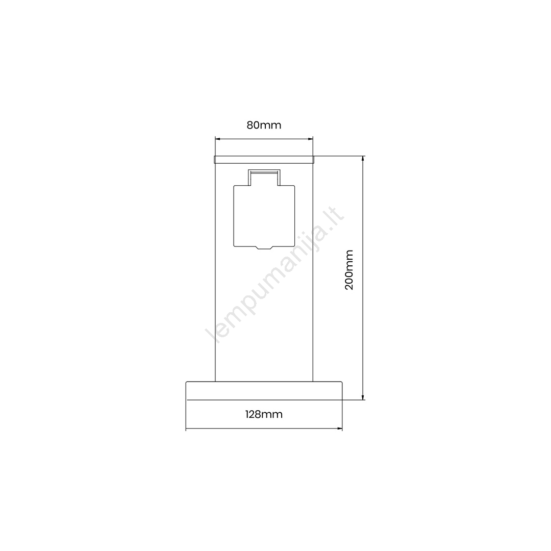Lauko kištukinių lizdų stulpas 1Z 230V IP44 20 cm juodas | Lempumanija