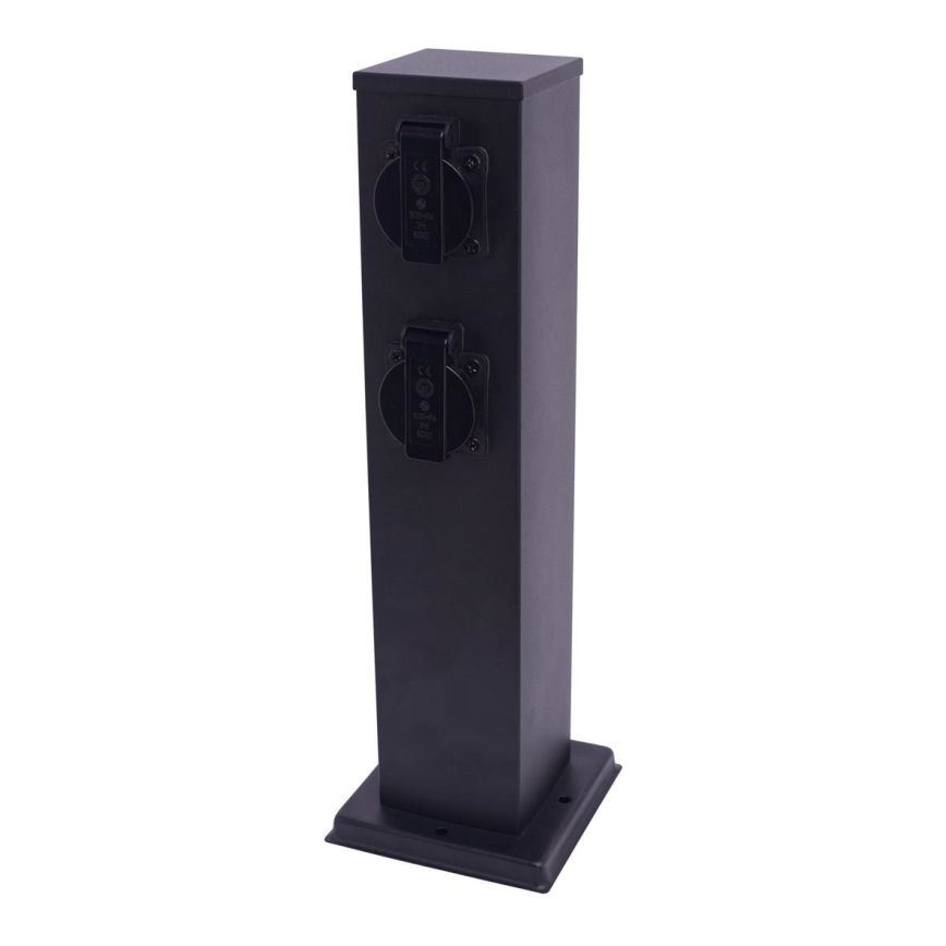 Lauko kištukinių lizdų stulpas 2Z 230V IP44 40 cm juoda | Lempumanija