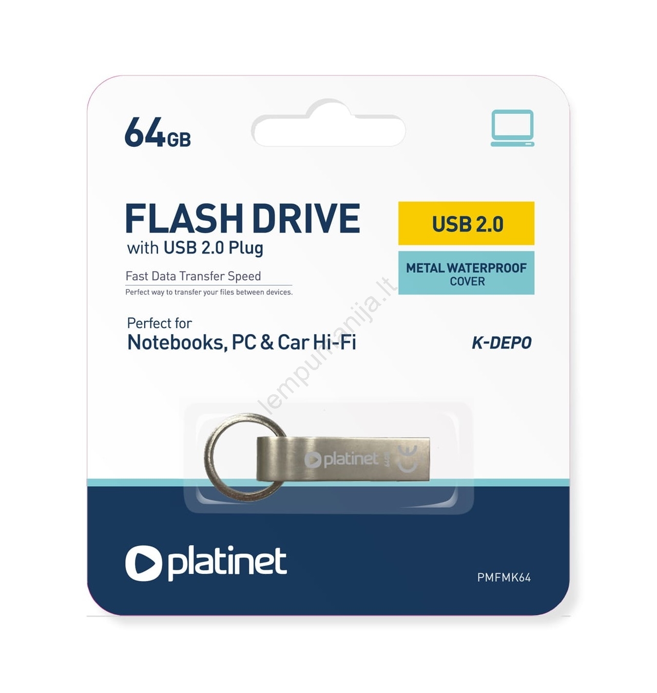 Metalinė vandeniui atspari USB Laikmena 64 GB chromas | Lempumanija