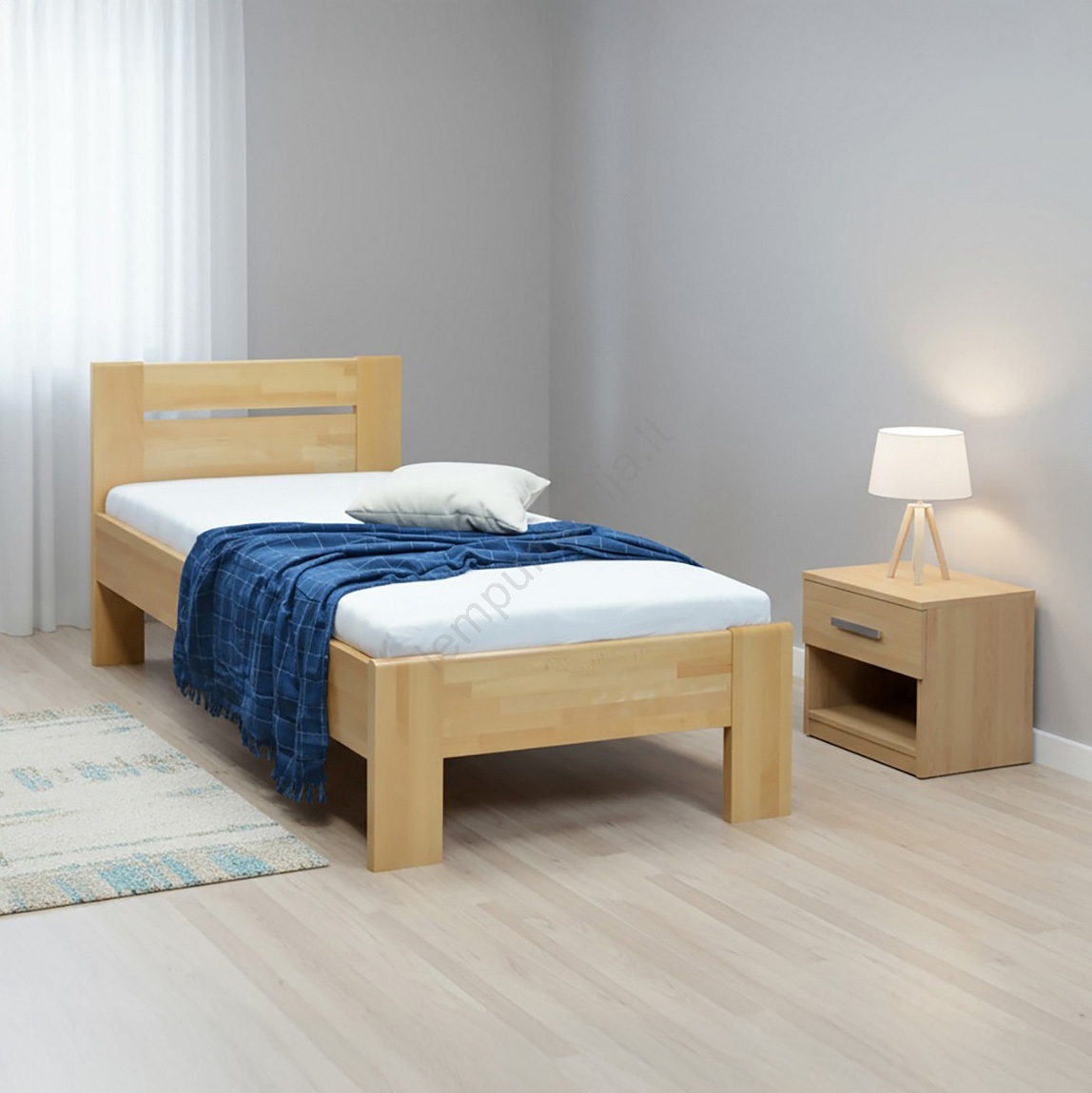 Viengulė lova AMBER 90x200 cm bukas | Lempumanija